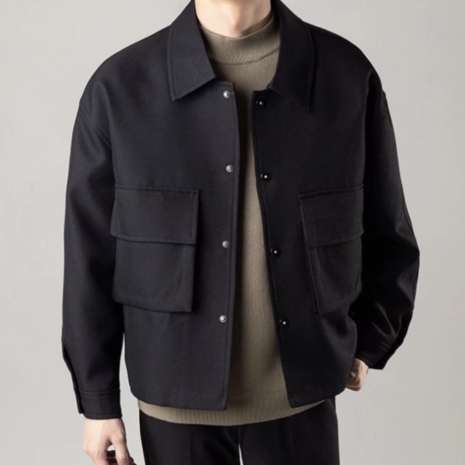 Plain Jacket For Men Korean Style Fashion Plain Colored Wool Casual ...