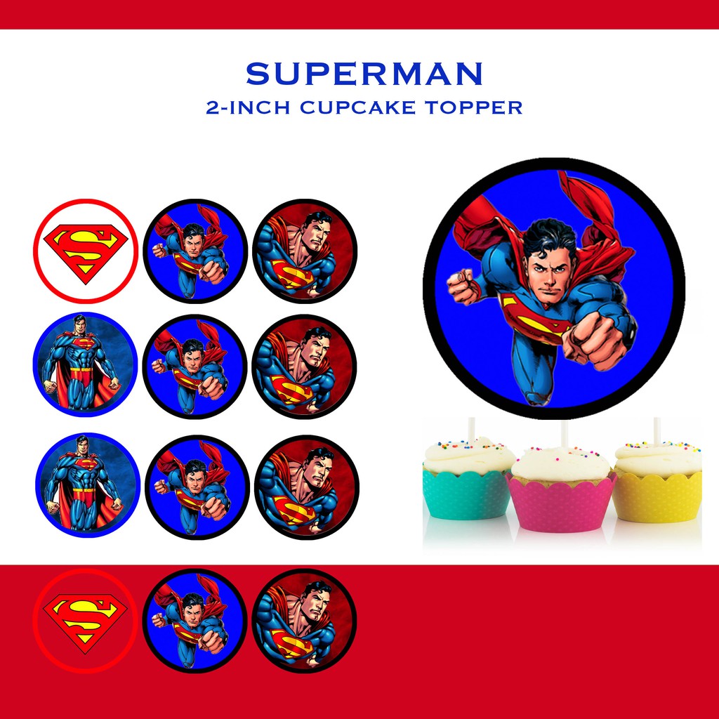 Superman Cupcake Topper Sticker Party Decoration 30pcs Shopee Philippines