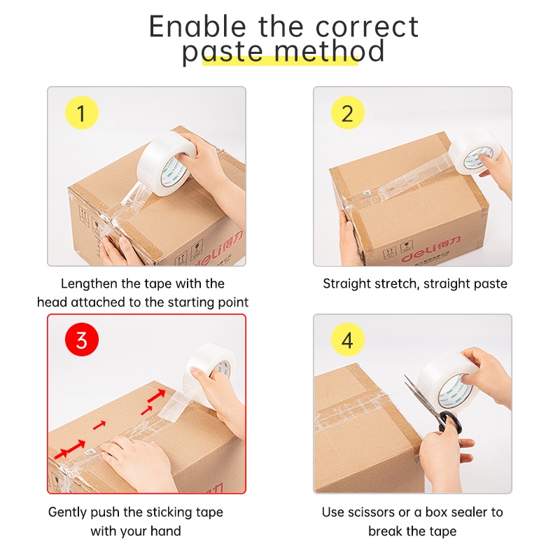 Deli 6Pcs/Set Transparent Tape Long Express Packing Binding Tape Big ...