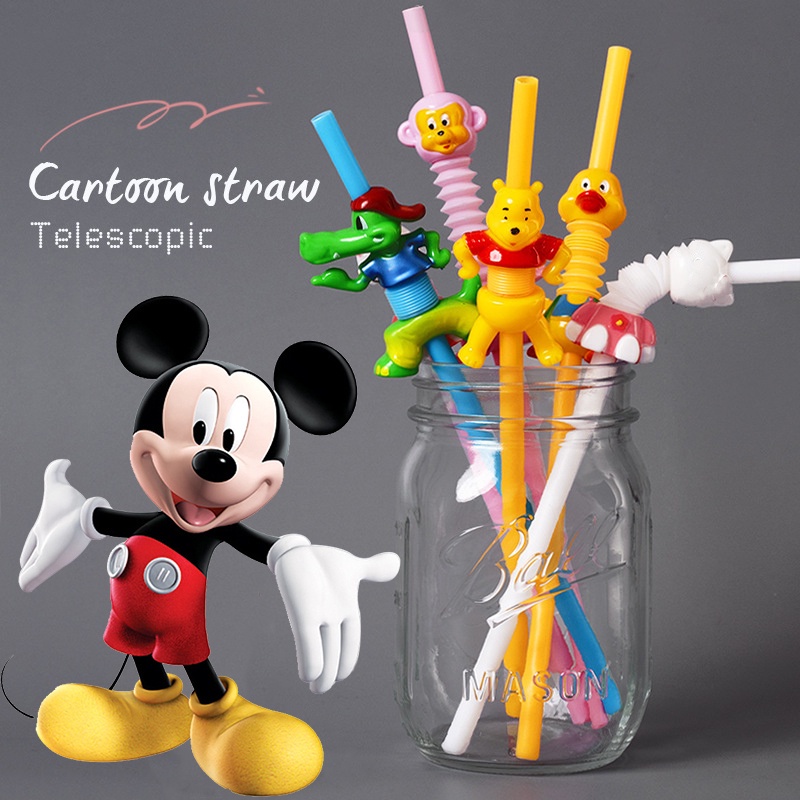 Plastic Cute Cartoon Animal Drinks Straws Colorful Reusable Straw ...