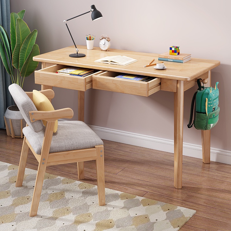 Solid wood computer desk study table furniture desk with drawer study ...