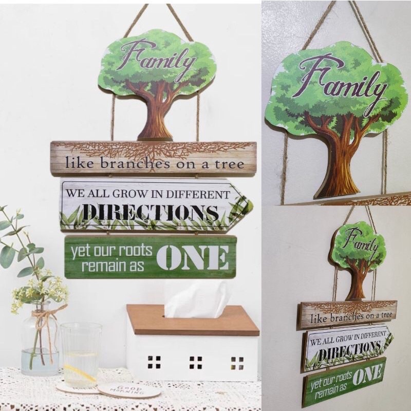 "FAMILY LIKE BRANCHES ON A TREE" Quote Wooden Wall Hang Decor| | Shopee ...