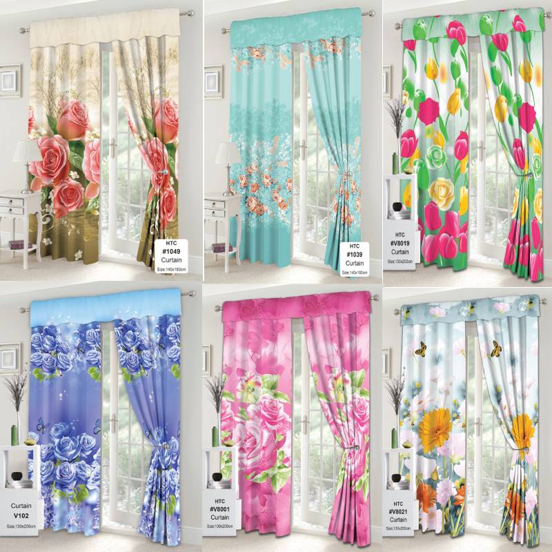 1pc COD Curtains Colorful Flowers Decoration for Window or Door Home ...