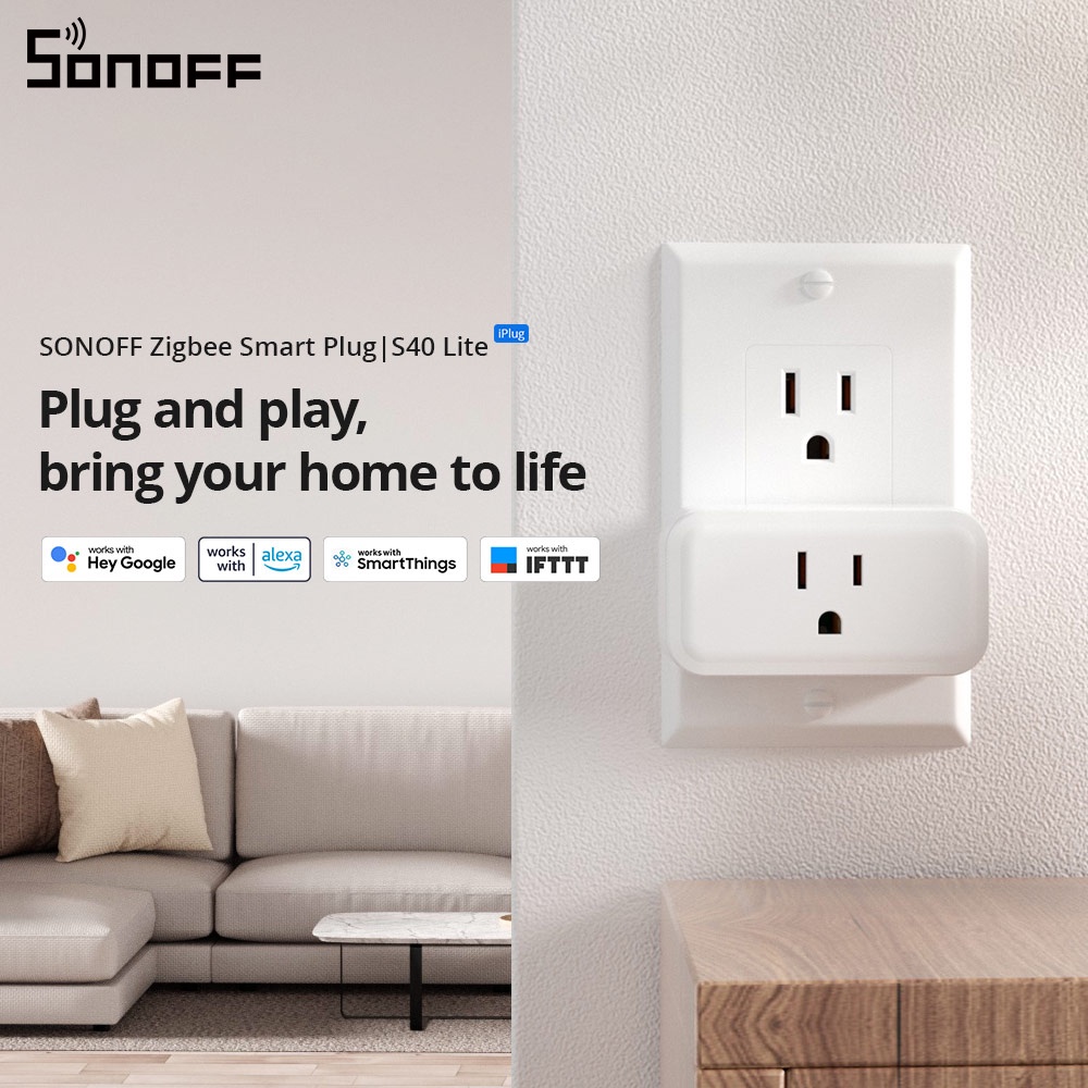 SONOFF S40ZBLite Zigbee Smart Plug 15A iPlug US Socket Timing Function APP Remote Control Works ...