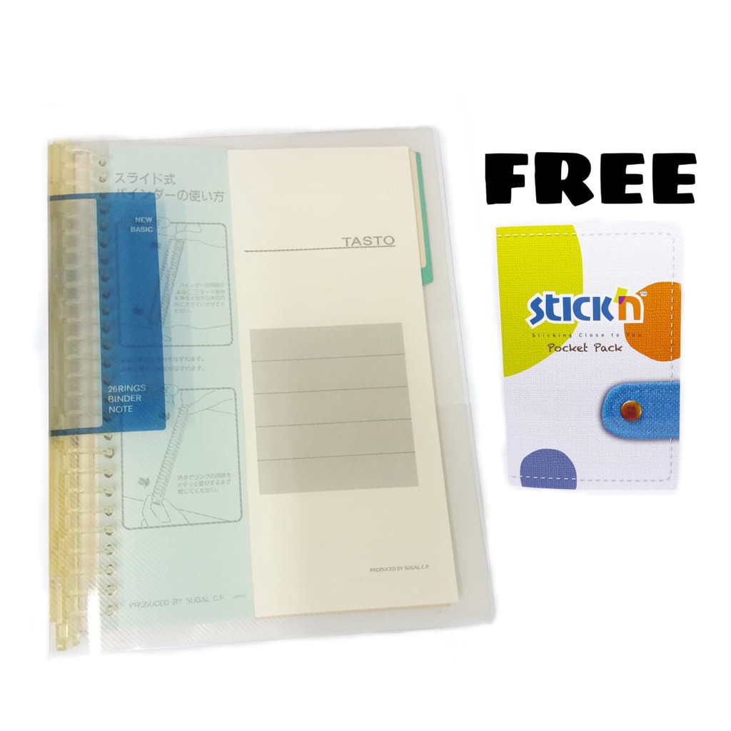 Tanto Binder Note B5 - 26 Rings / Plain File + Free Stick'n Pocket Pack ...