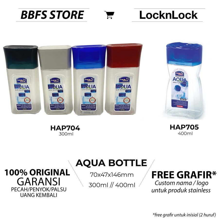 MERAH Lock n Lock Slim Drinking Bottle 300ml HAP704 Blue Red Aqua Water ...