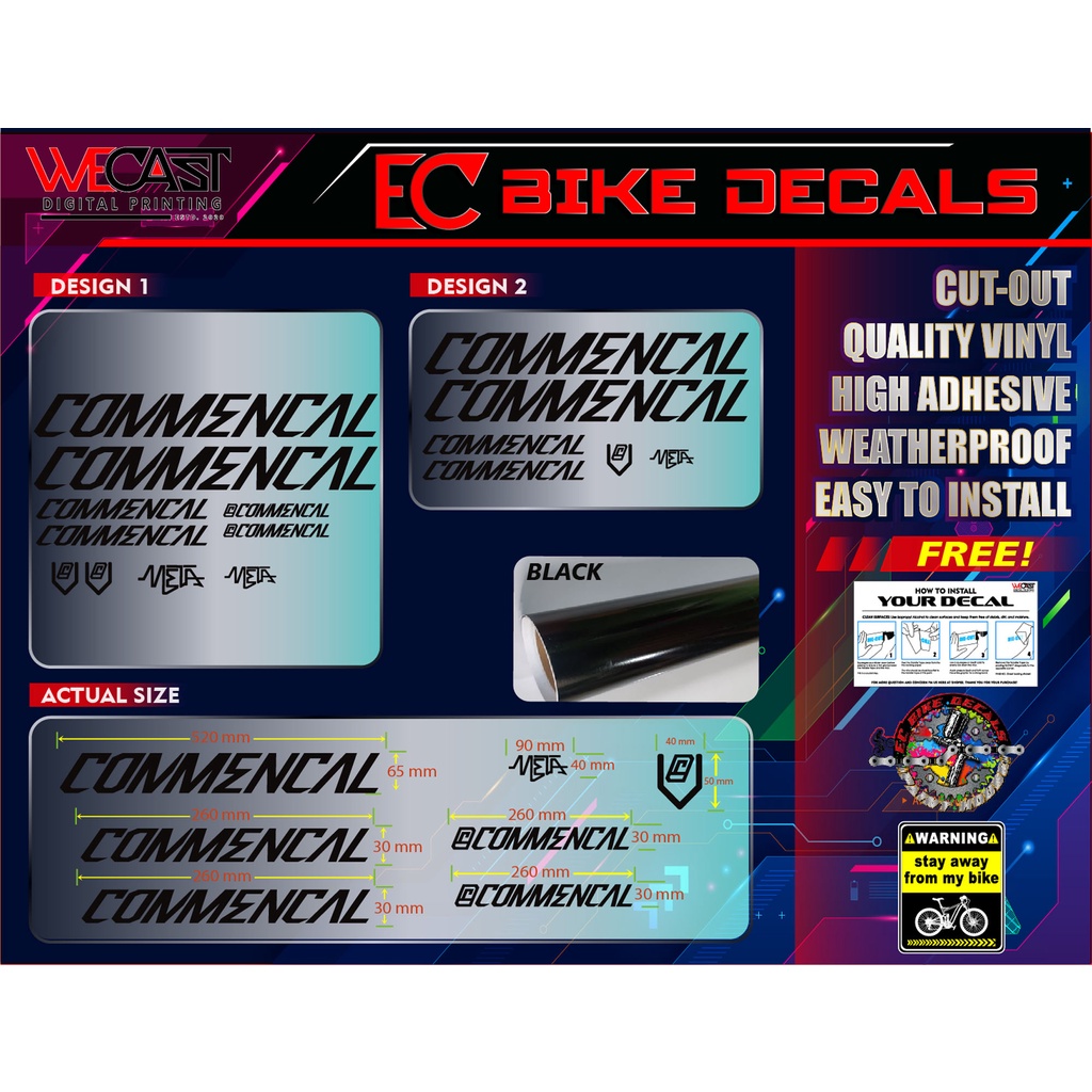 WECAST Commencal Road Bike Frame Decals and Sticker for Bike Frame ...