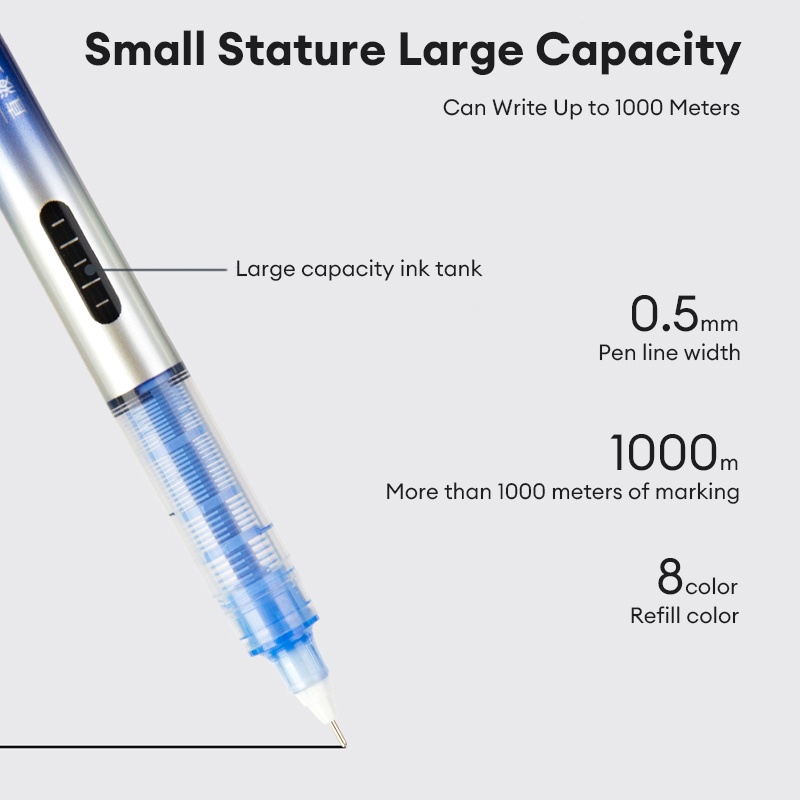 Deli 8 PCS/Box Straight Liquid Gel Pen 0.5mm Roller Ballpoint Pens for ...