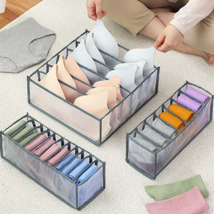 Underwear Storage Box with Compartments Socks Bra Underpants Organizer ...