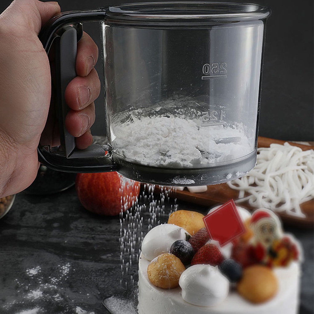 Kitchen Flour Sieve Plastic Handheld Semi-automatic Sugar Sifter Powder ...