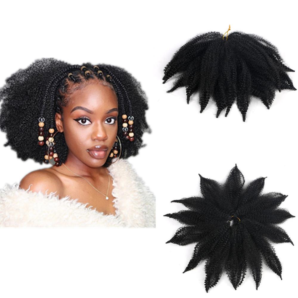 8" Short Soft Springy Afro Twisted Up Marley Braids Synthetic Braiding ...