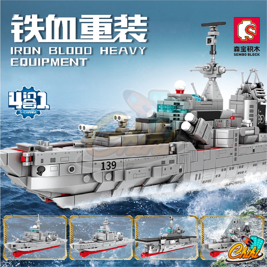 Sembo Block Building Set Warship World War Assembled As A Battleship 4 ...