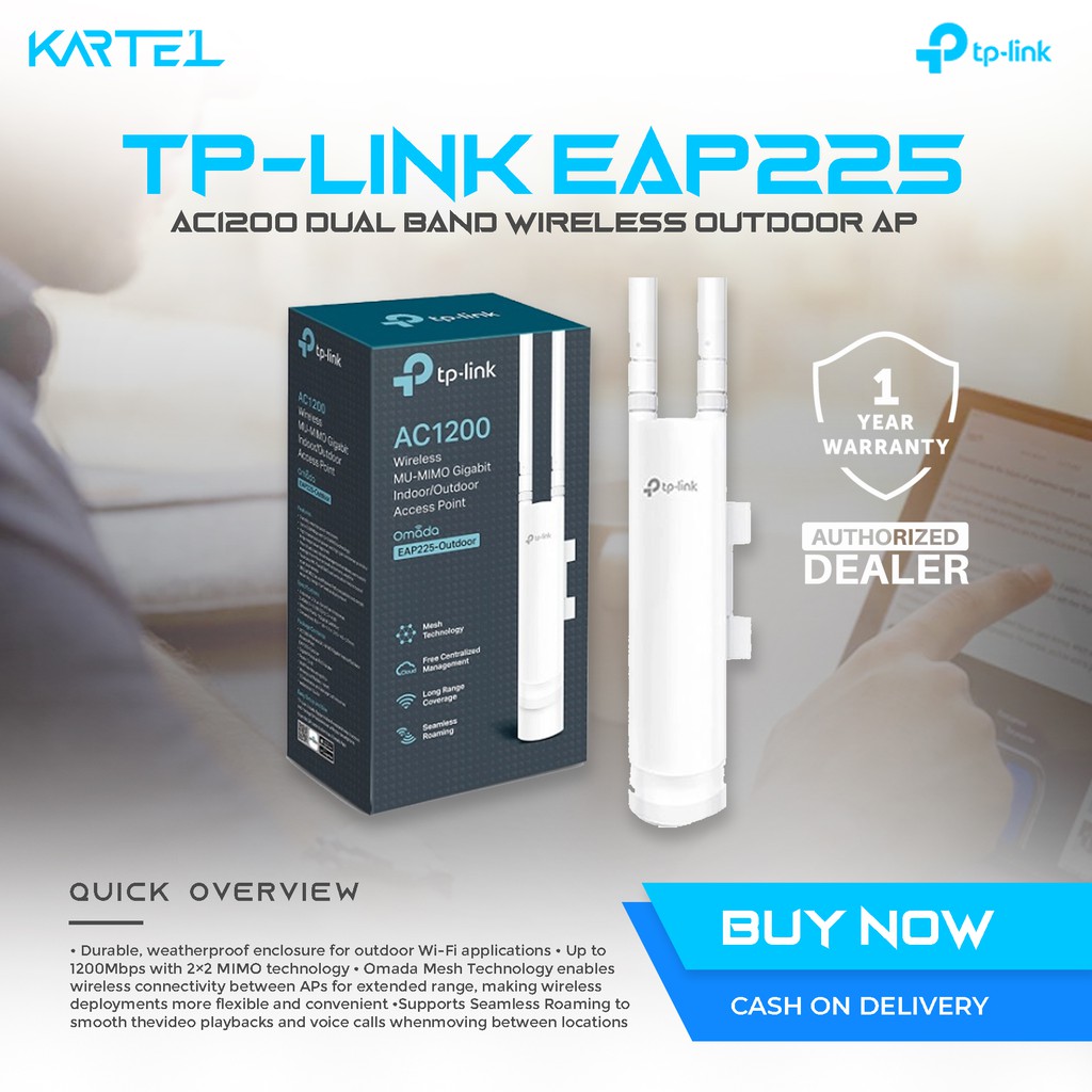 TP-Link EAP225 Outdoor AC1200 Wireless MU-MIMO Gigabit Indoor/Outdoor ...