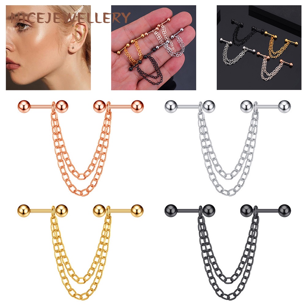 1 PC Dangle Earring Punk Tassel Ear Piercing Stainless Steel Cartilage ...