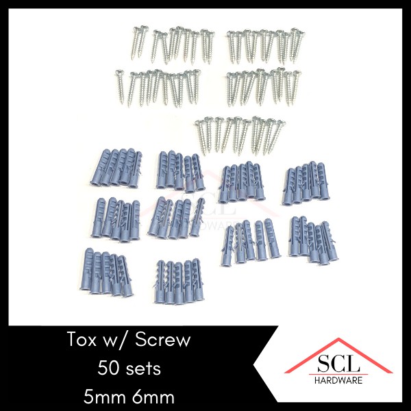 Tox with screw (50 pairs /box) 5mm & 6mm | Shopee Philippines