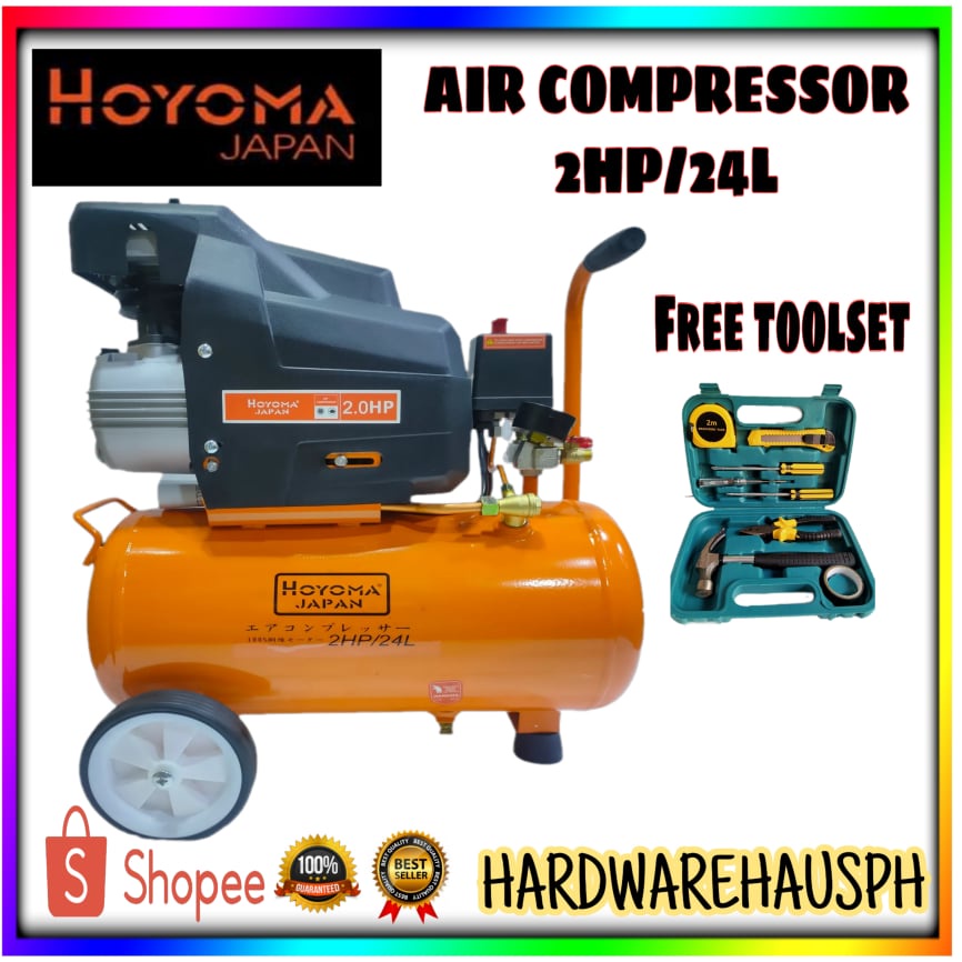 HOYOMA JAPAN 2hp/24L Air Compressor 1500w HT-ACP24 Free Tool Set ...
