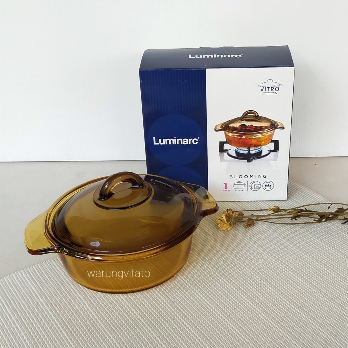 Luminarc Vitro Blooming Amber Pot+Lid 1Liter | Shopee Philippines
