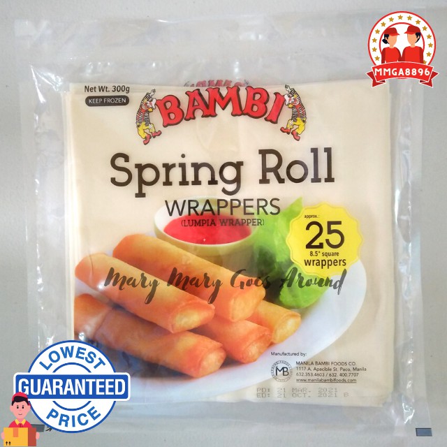 Bambi Spring Roll Wrapper 25 pcs Big 8" x 8" lumpia wrapper | Shopee ...