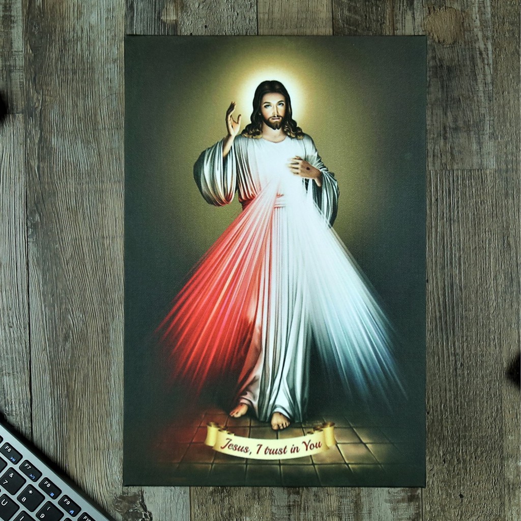 Divine Mercy Jesus Wall Art Decor - 8x12 Inches Nylon Fabric Print ...