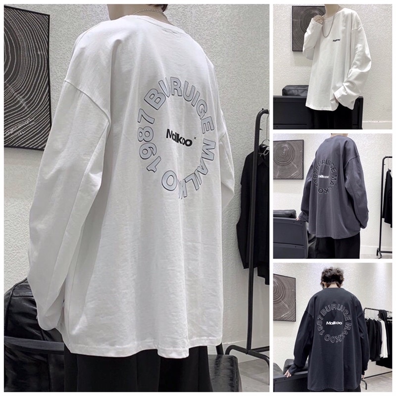 Mailkoo 1987 wide-form long-sleeved t-shirt_Basic, personality autumn ...