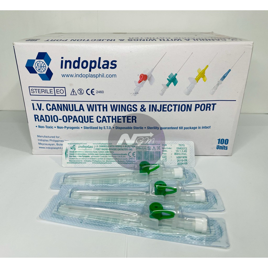 20 Pieces / 18G I.V. Cannula with Wings and Injection Port Radio-Opaque ...