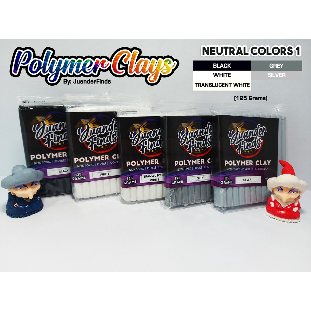 125 Grams Polymer Clay Modelling Diorama Clay NEUTRAL1 BLACK, WHITE ...