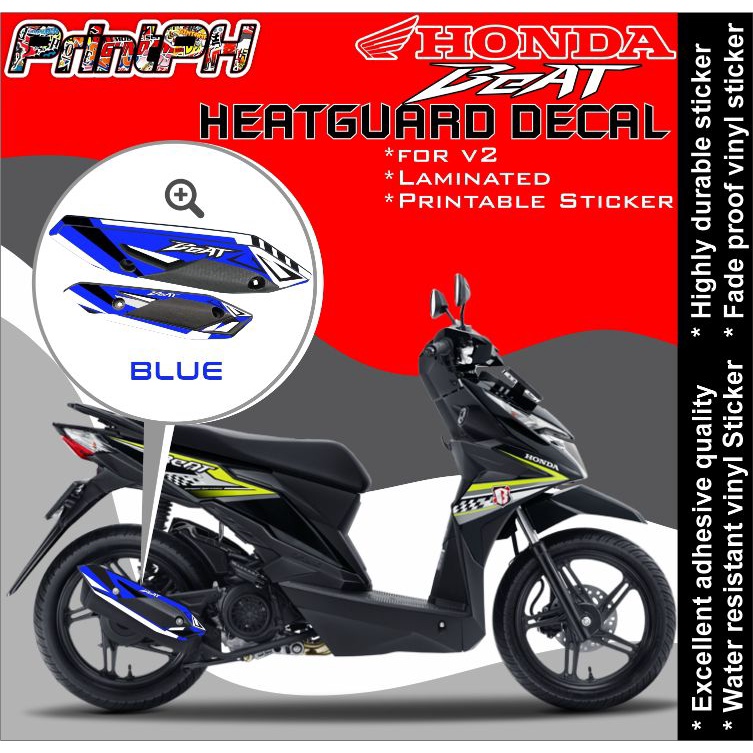 Honda Beat Heatguard Decals Sticker For V2 (Printed and Laminated ...
