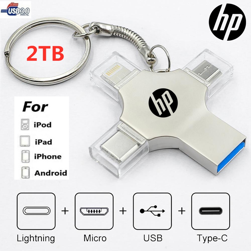 2TB 4-in-1 flash drive USB 3.0 Memory Stick OTG Pendrive Fast Speed ...