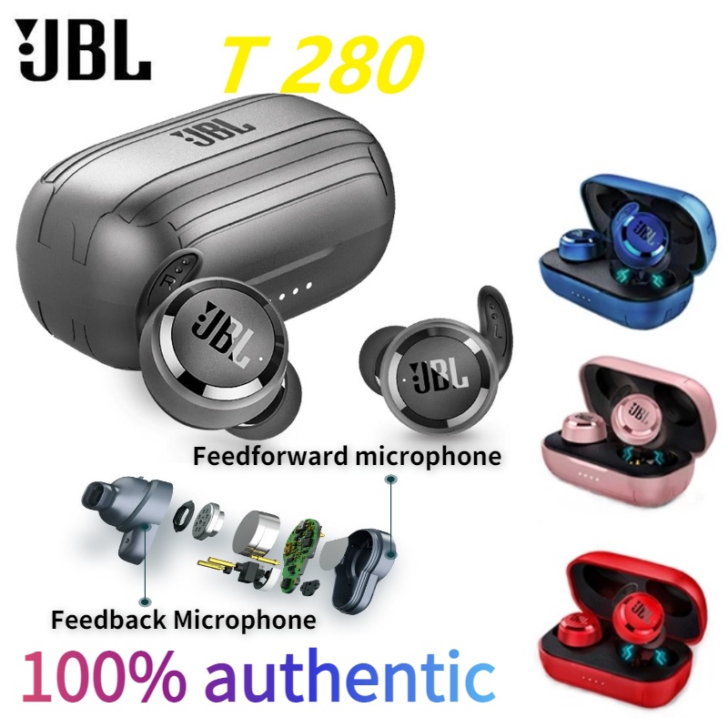 JBL wireless Bluetooth earphone T280 TWS subwoofer waterproof headphones Bluetooth earbuds ...