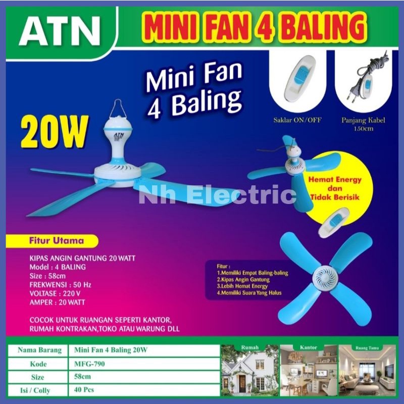 Hanging Fan 20w 4 Blades Atn - Helifan 20w 4 Blades Atn - Hanging Fan ...