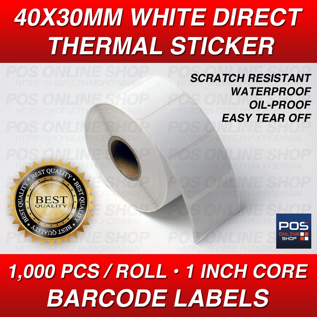 uTAK 40mm by 30mm Direct thermal Sticker - 1,000 pcs per roll milk tea ...