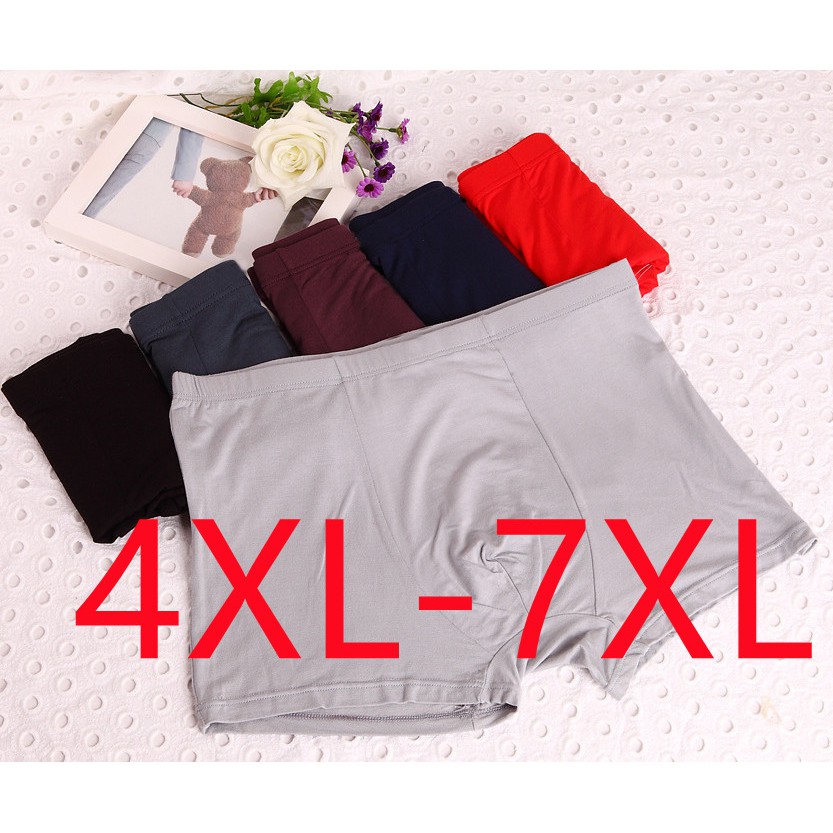 Men's Plus size boxer 2XL-7XL 3XL.4XL.5XL.6XL.7XL cotton underwear 3D seamless boxer solid color ...