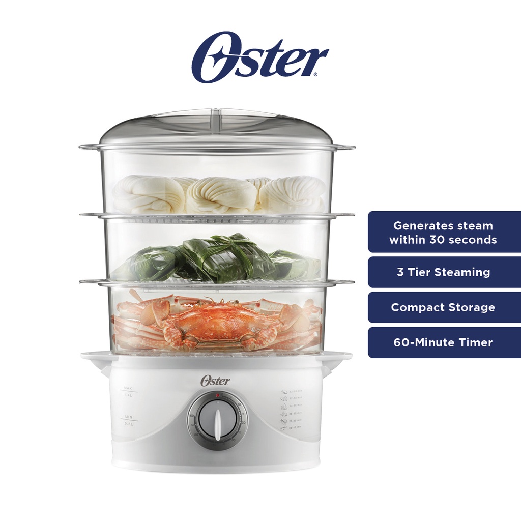 Oster 3 Layer Food Steamer 9L With Timer, Rice Bowl and Nesting Trays ...