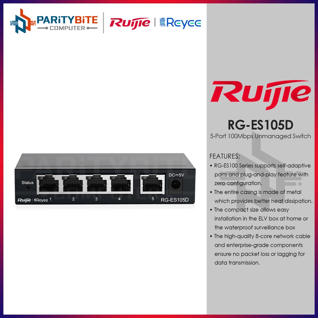 Ruijie RG-ES105D Series 5 Port Metal Case Unmanaged Switches | Shopee Philippines