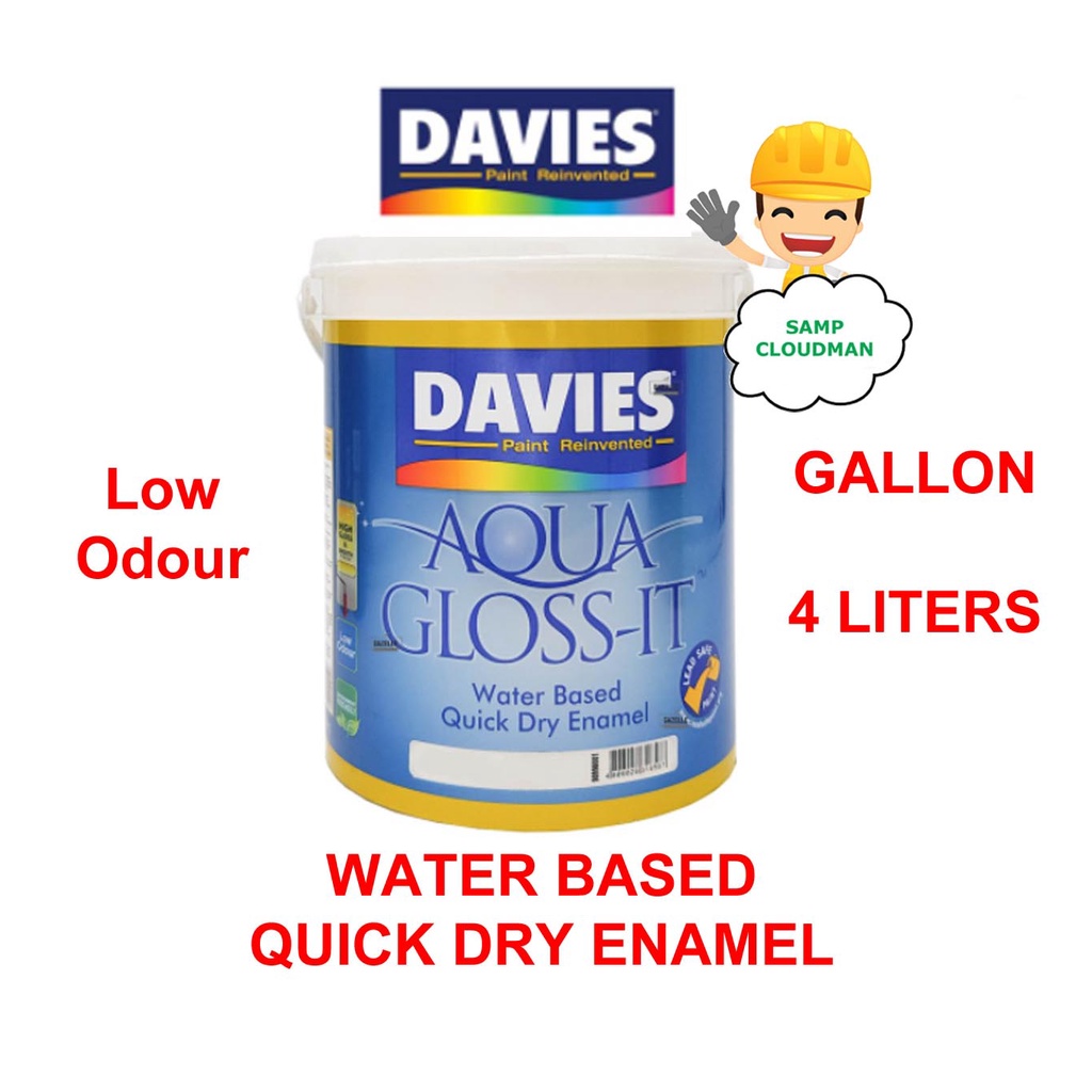 Davies Aqua Gloss-It Gallon 4L Waterbased QDE for Wood or Metal Water based Quick Dry Enamel ...