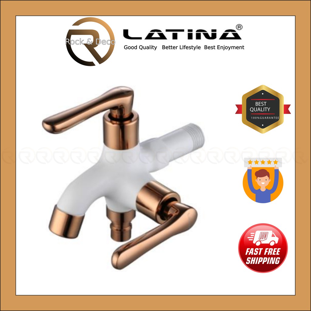 Latina SUS304 White Gold Two Way Tap White Rose Gold Two-Way Outlet ...