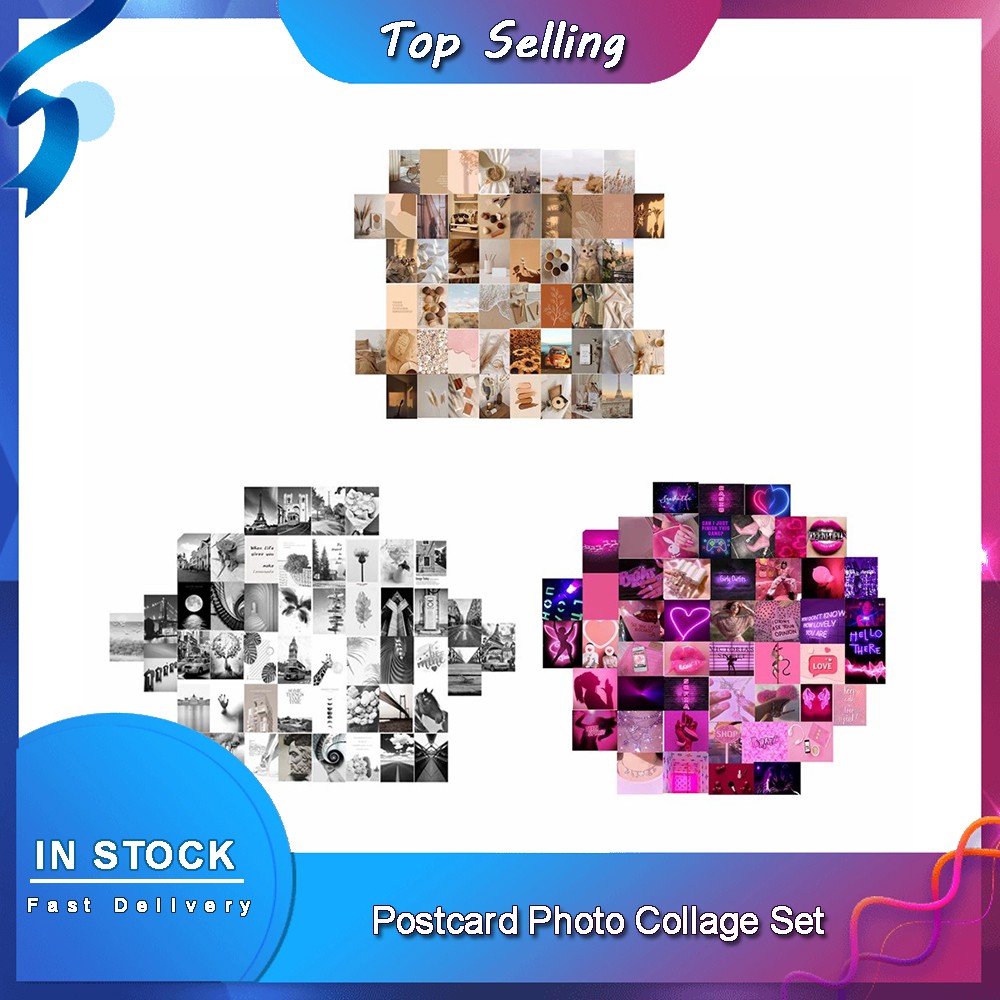 50PCS Postcard Photo Collage Set Wall Collage Kit Exqusite Aesthetic ...