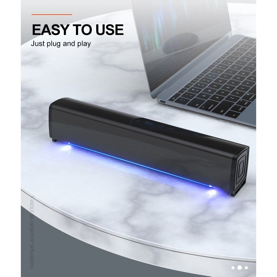 DLSD S6 T-Wolf Desktop Computer Soundbar Speaker with Light Bass ...