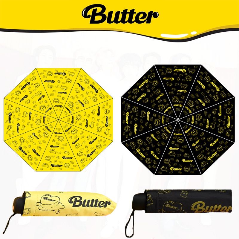 KPOP BTS Butter Umbrella Black and Yellow Sunscreen Protection | Shopee ...