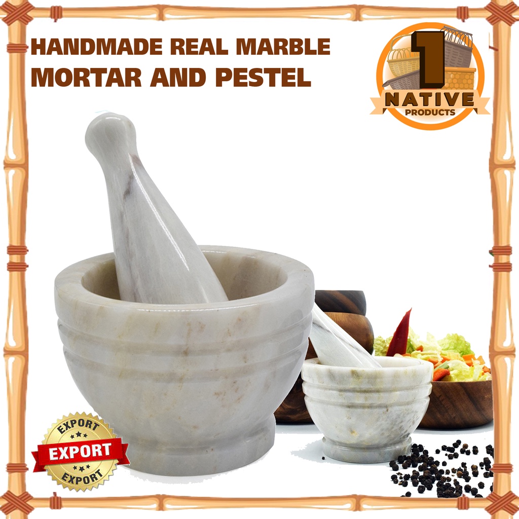 1NativeProducts Marble Mortar & Pestle - Native Real Handmade Marble ...