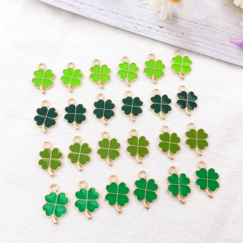 10pcs Four-leaf Clover Drip Oil Alloy Diy Jewelry Accessories Key Chain ...