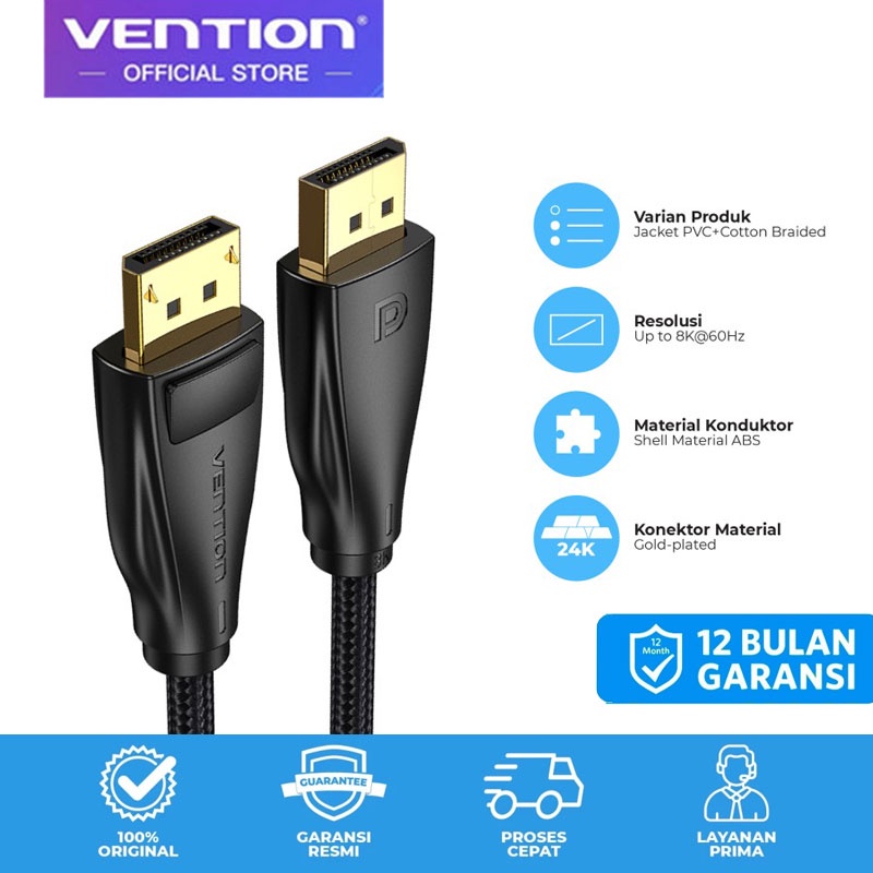 Vention DisplayPort Cable DP 1.4 Male to Male 4K 8K HDR Sync | Shopee ...