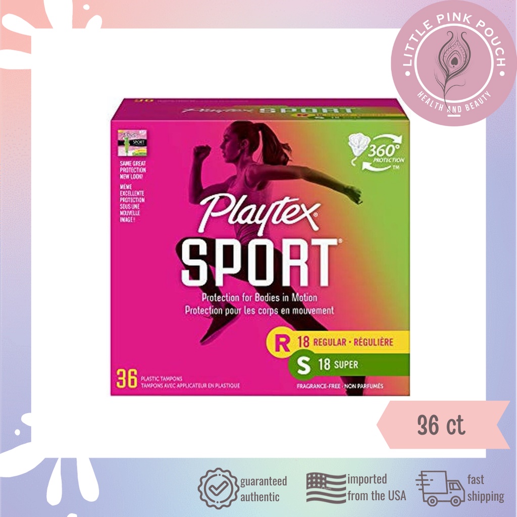 Playtex Sport Tampon, 36 Count, 18 Regular and 18 Super Absorbency ...