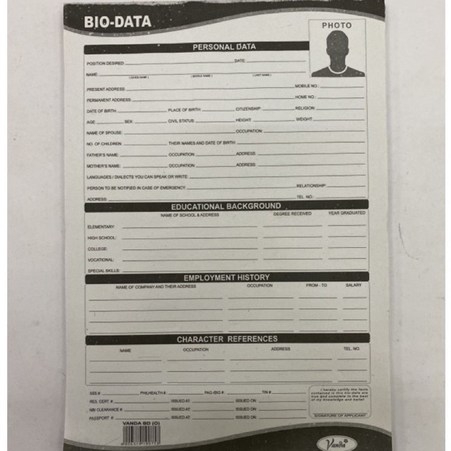 COD J&T EXPRESS 250pcs / 5 pads Bio-Data Biodata Form School Office ...
