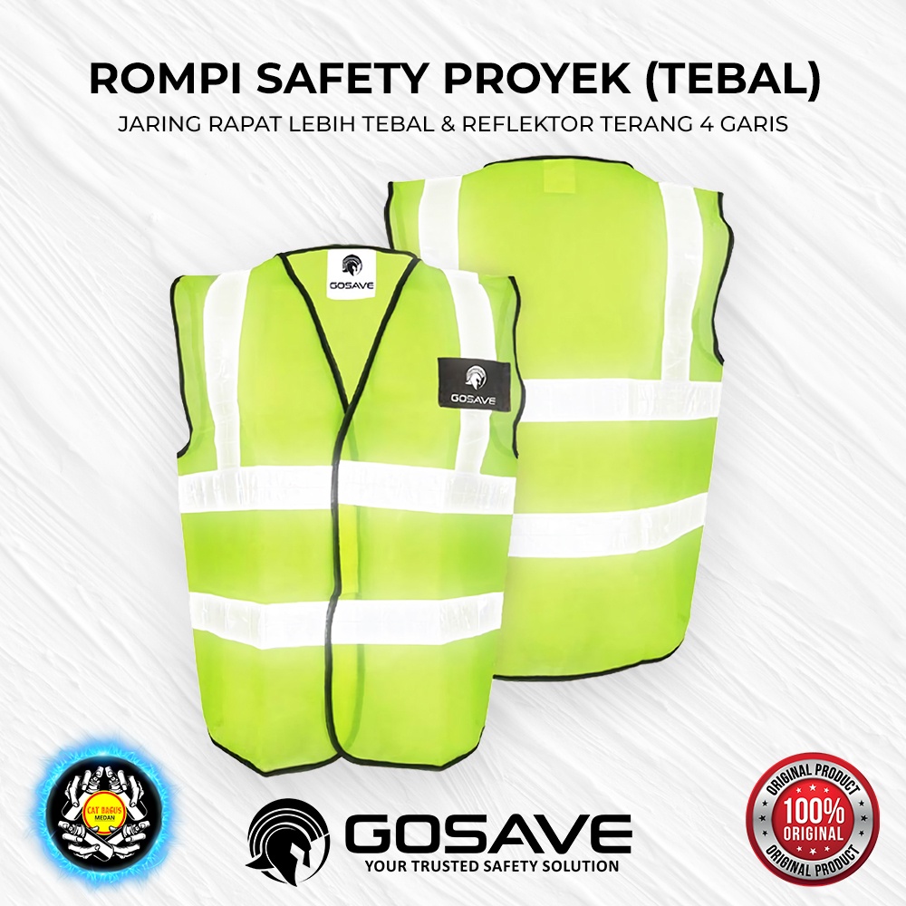 HIJAU Safety VEST 4 LINE THICK ORIGINAL GOSAVE MEETING NET / ORIGINAL ...