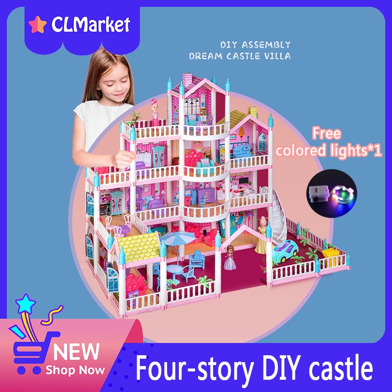【BIG】Castle toy DIY house Doll house Princess girl House Assembled ...