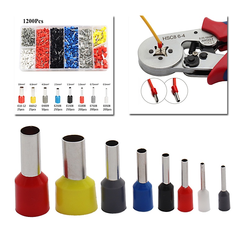1200PCS Boxed tubular terminals Heat Shrink Sleeve Terminals Insulated ...