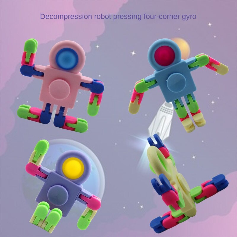 Adult Children Press Bubble Robot Intelligence Rotating Astronaut Chain ...