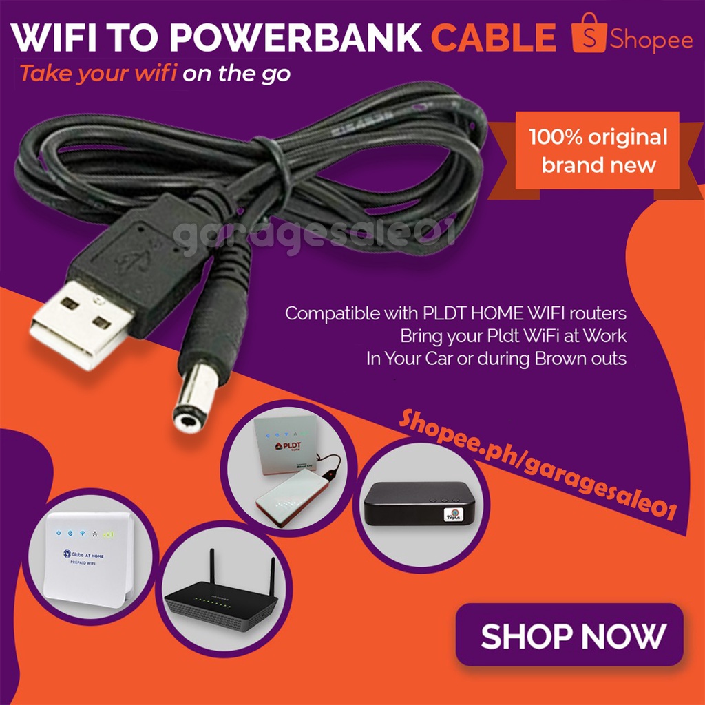 [COD Available] WiFi to Powerbank Cable for Pldt Home WiFi ( 5v to 12v ...