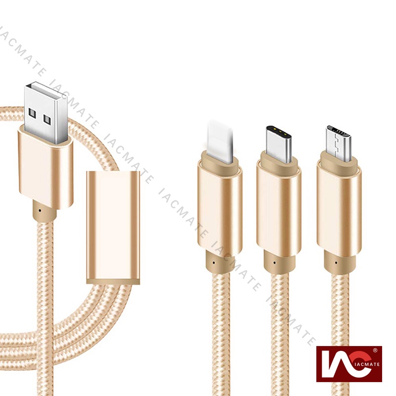 Multiport USB Cable Adapter, 3 in 1 Nylon Braided Multi USB Cable ...